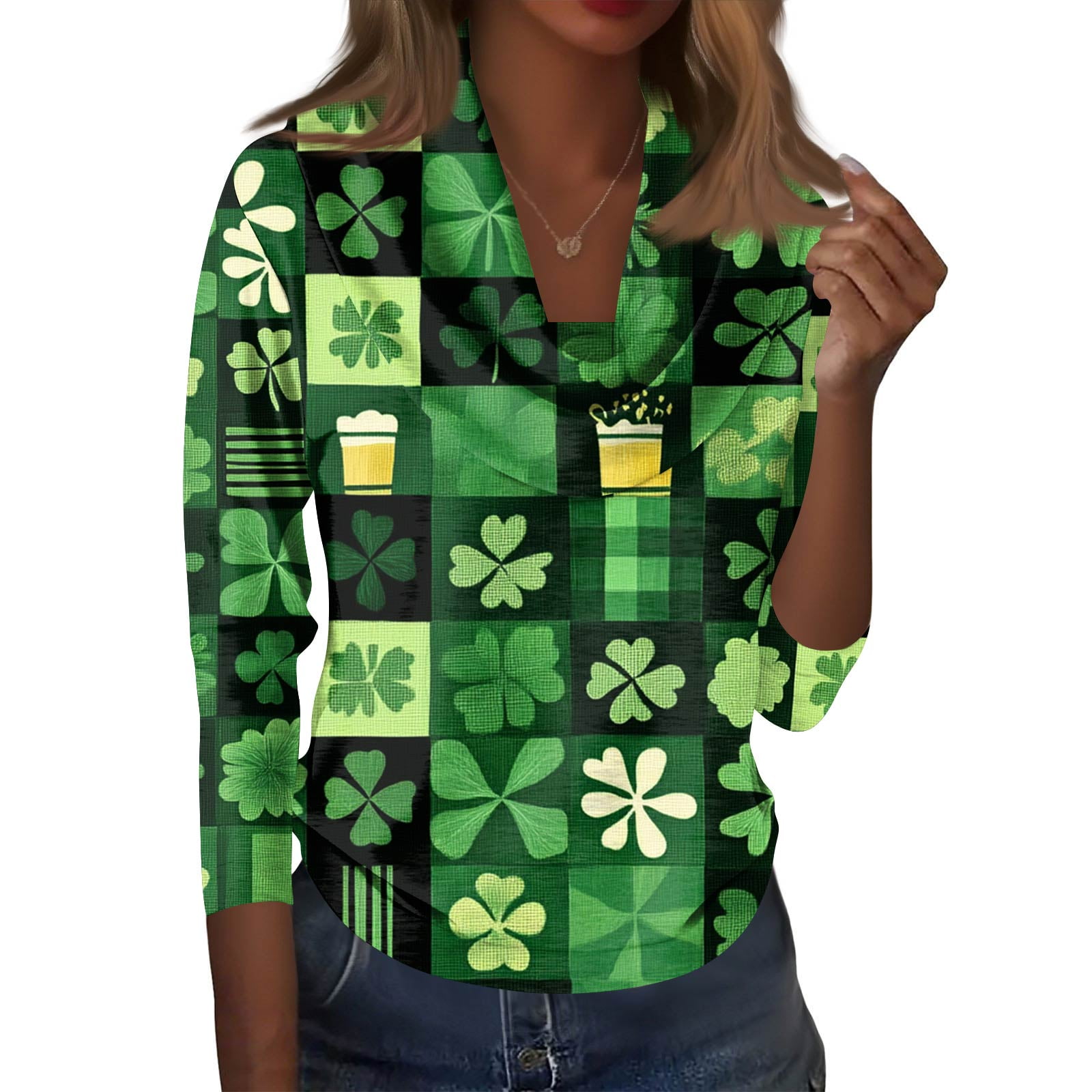 ASDFVBKG Women St. Patrick's Day Blouses Short SleeCowle Outfit Cowl ...