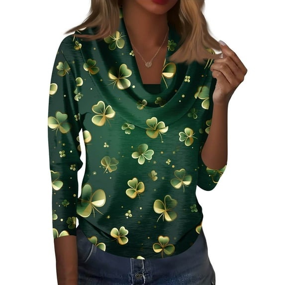 ASDFVBKG Women St. Patrick's Day Outfit Cowl Neck SweatOutfit Work ...