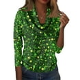ASDFVBKG Women St. Patrick's Day Outfit Cowl Neck Tops Short SleeCowle ...