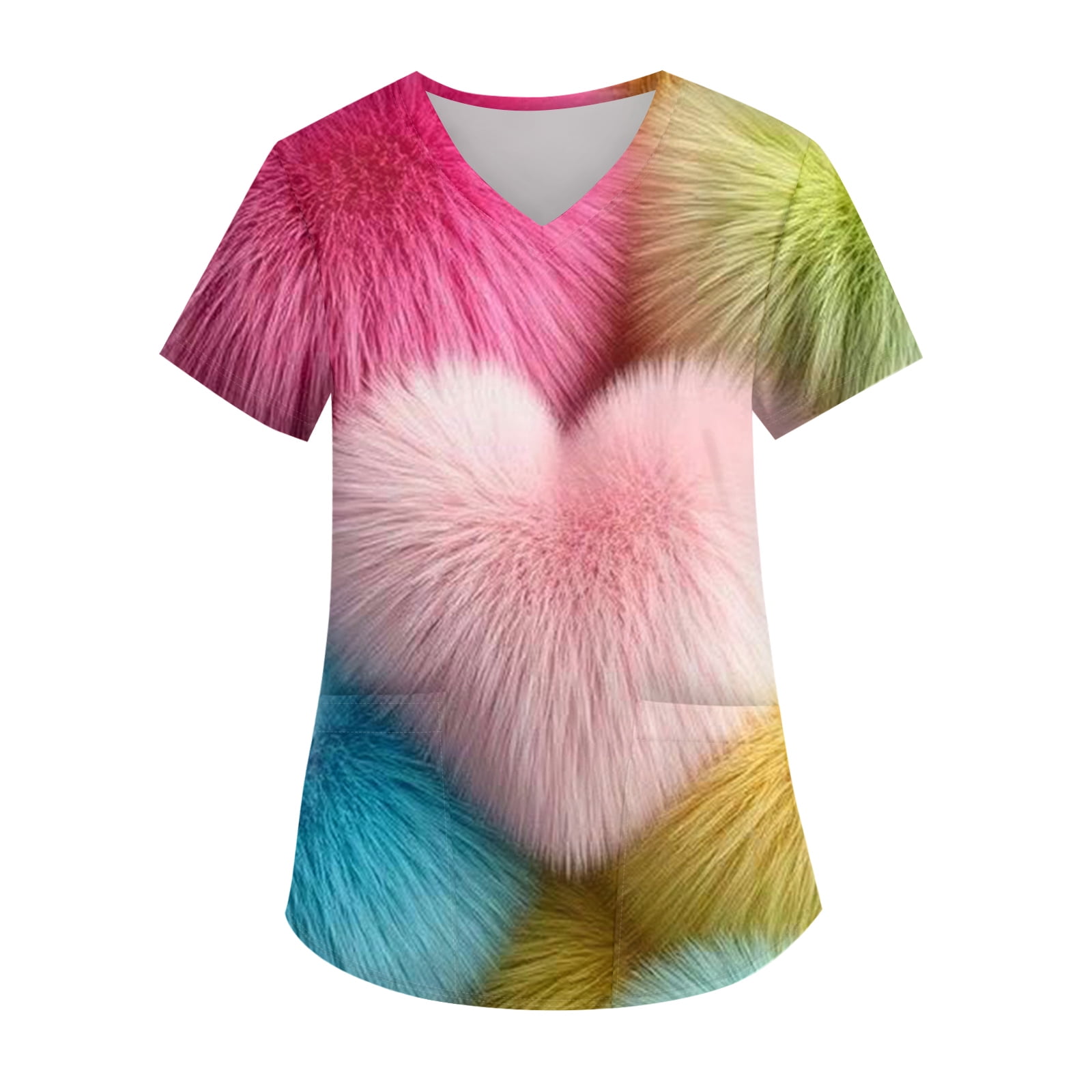 ASDFVBKG Women Valentine's Day Scrub Tops Spring Medical Nursing V Neck ...