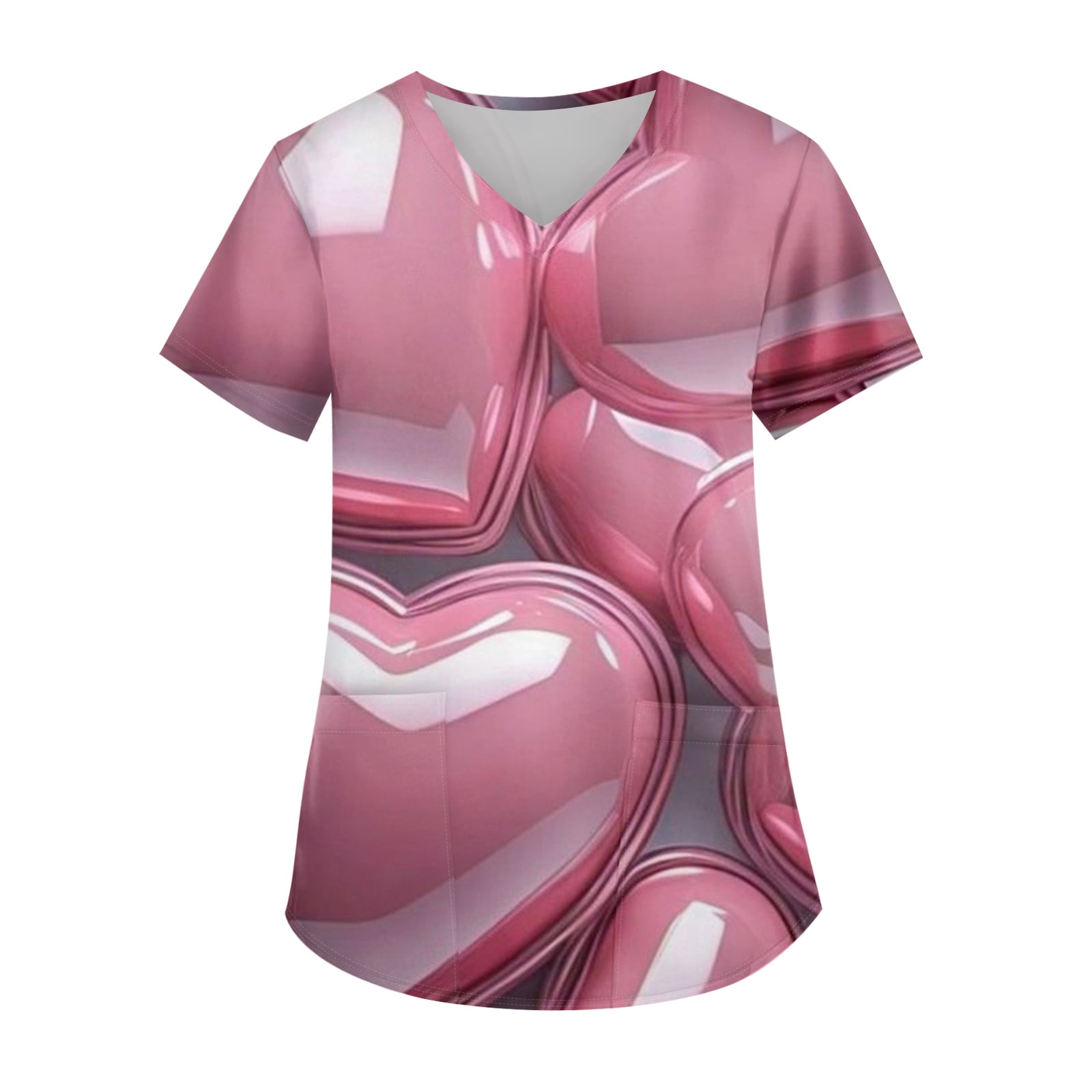 ASDFVBKG Women Valentine's Day Scrub Tops for Women Summer Medical ...
