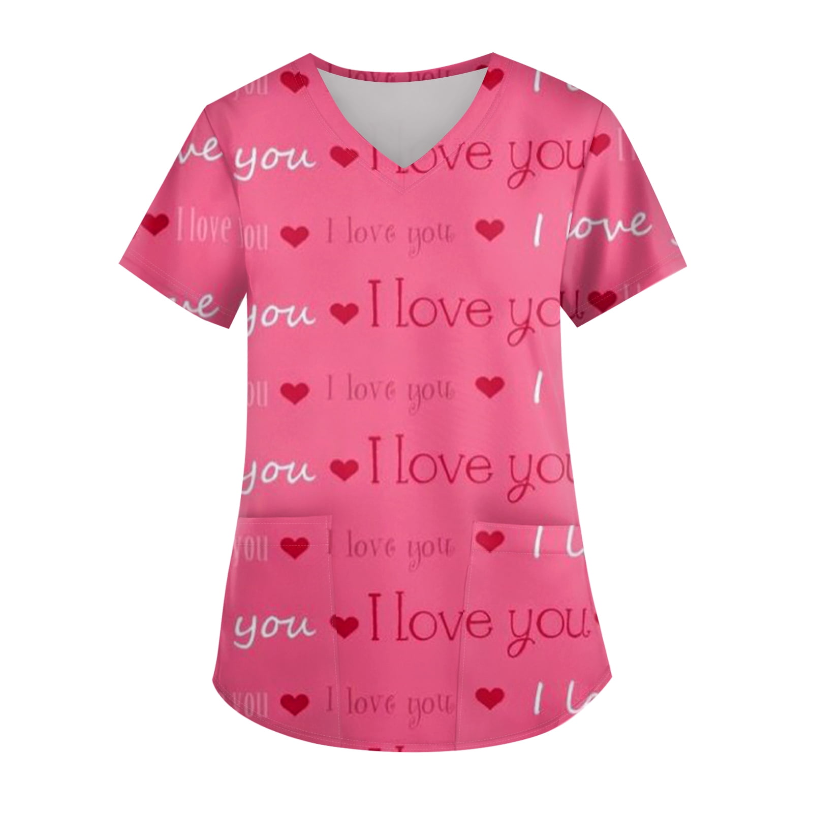 ASDFVBKG Women Valentine's Day Scrub Tops Women Summer Medical Nursing ...
