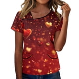 ASDFVBKG Women Valentine's Day Tops 3/4 Sleeve Skew Collar Blouse ...