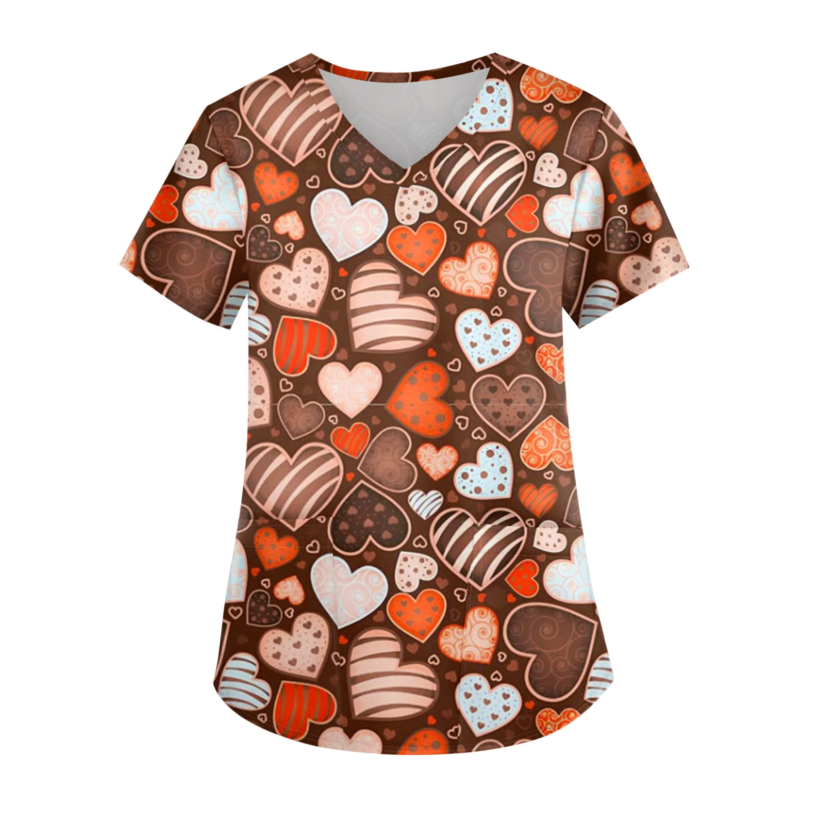 ASDFVBKG Women Valentine's Day Women‘s Scrub Tops Spring Caregiver ...