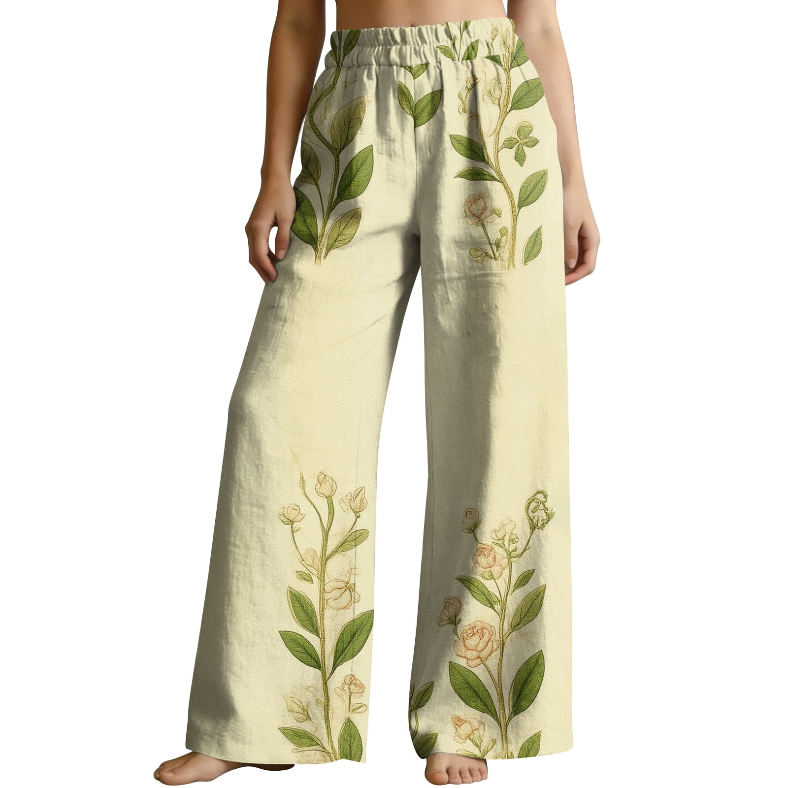 ASDFVBKG Women Wide Leg Linen St. Patrick's Day Pants Comfy Wide Leg ...