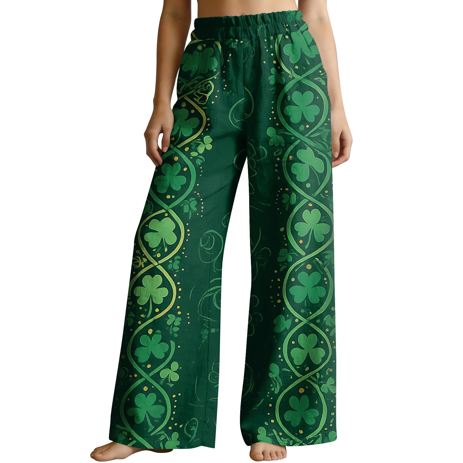 ASDFVBKG Women Wide Leg St. Patrick's Day Pants Dressy Loose Fit ...