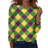 ASDFVBKG Women's Blouse Mardi Gras Shirts Long Sleeve Fat Tuesday ...
