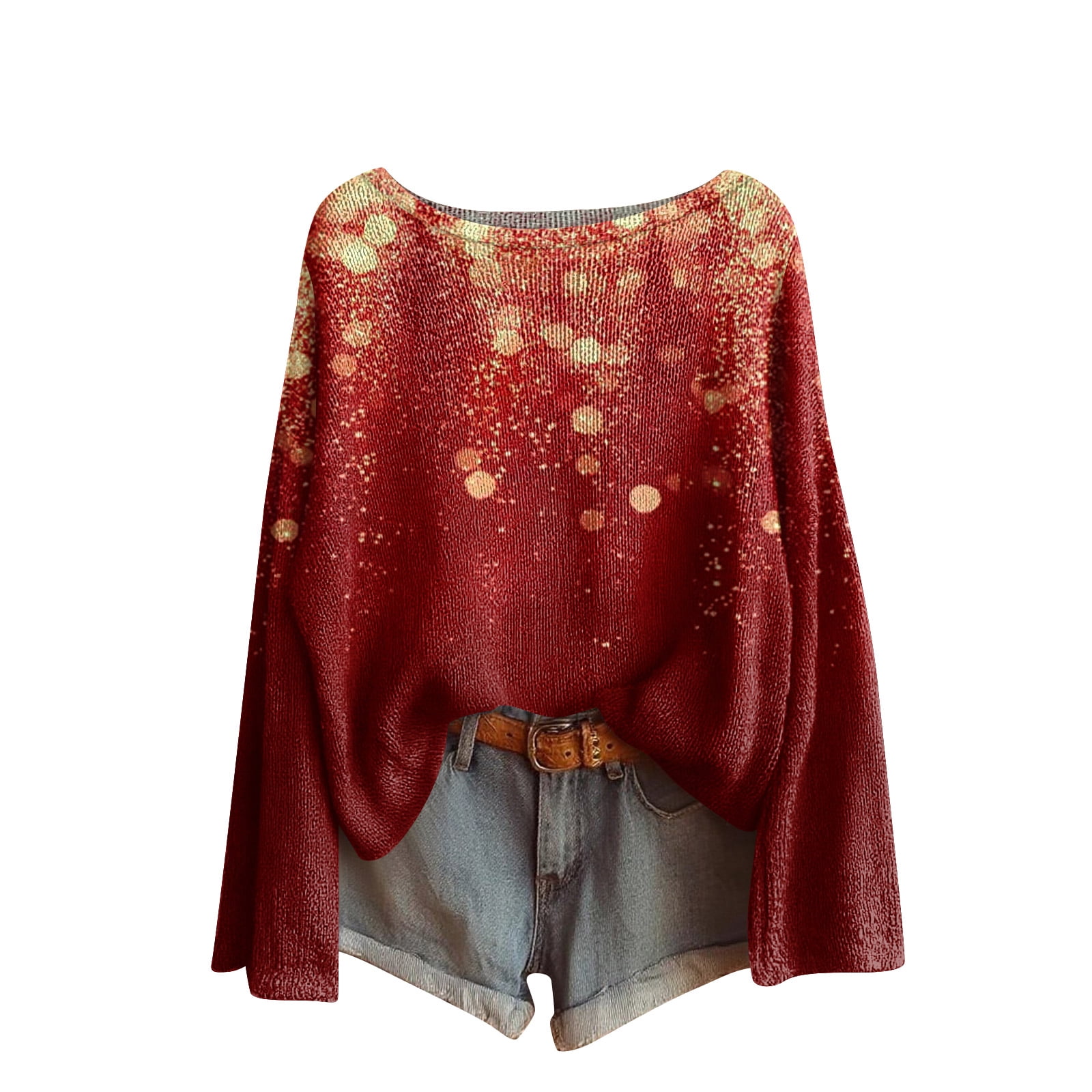ASDFVBKG Women's Christmas Sweaters Christmas Graphic Crew Neck ...