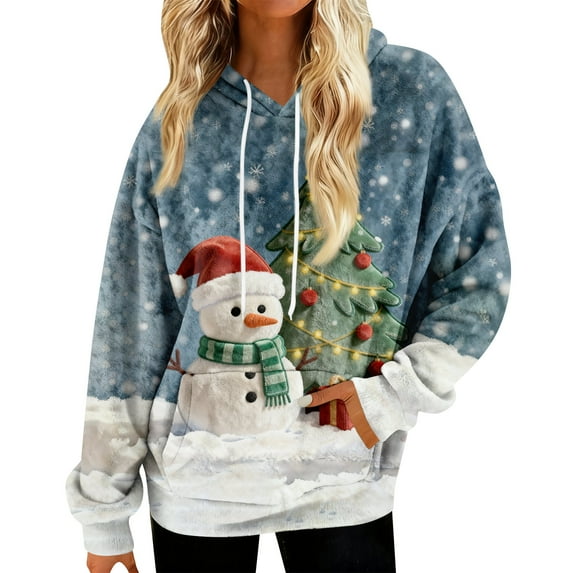ASDFVBKG Women's Christmas Teddy Fleece Hoodie Ladies Lightweight ...
