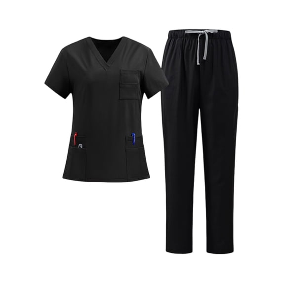ASDFVBKG Women's Cool Stretch V-Neck Top and Cargo Pant Scrub Set with ...