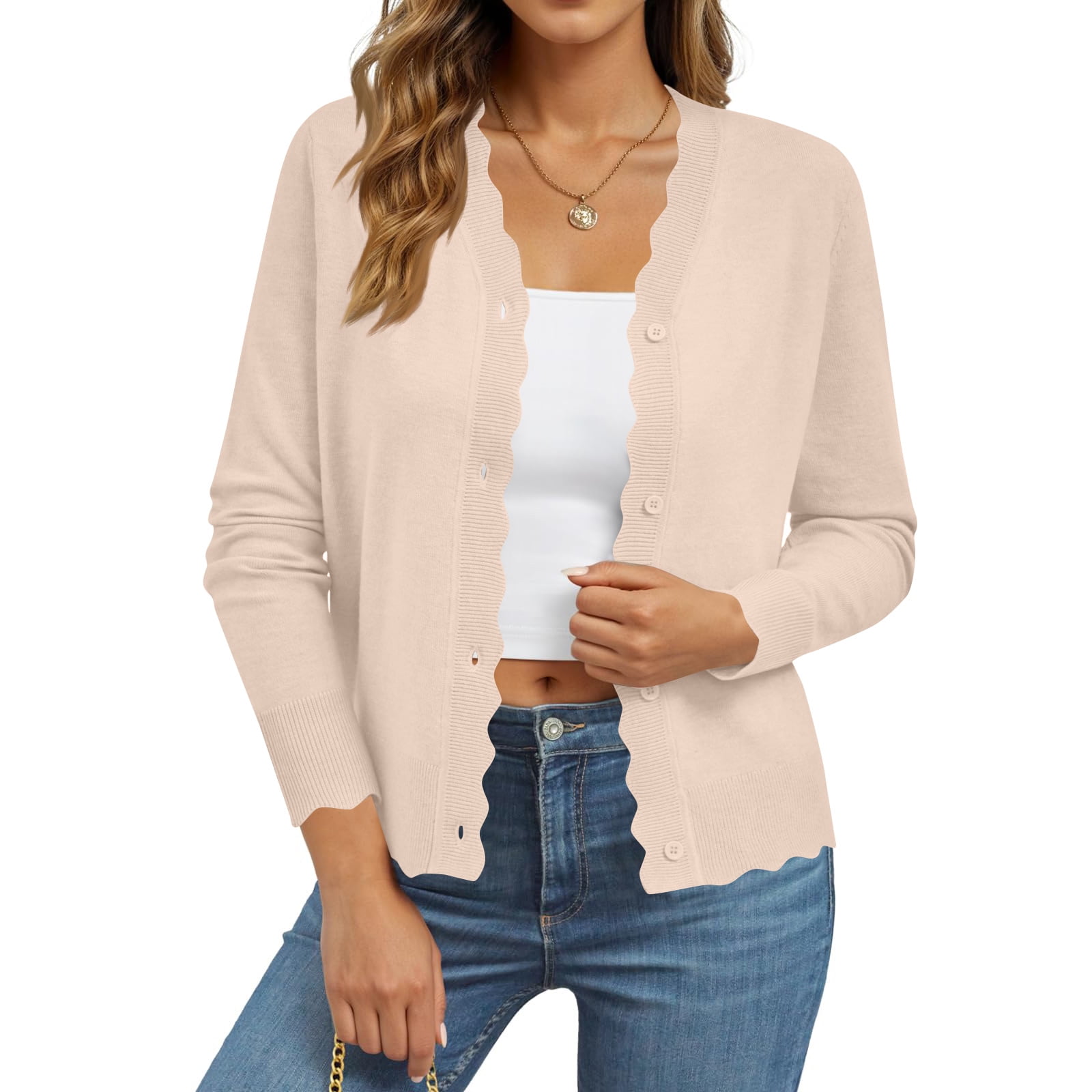 ASDFVBKG Women's Cropped Cardigan Long Sleeve Cropped Knit Lightweight ...