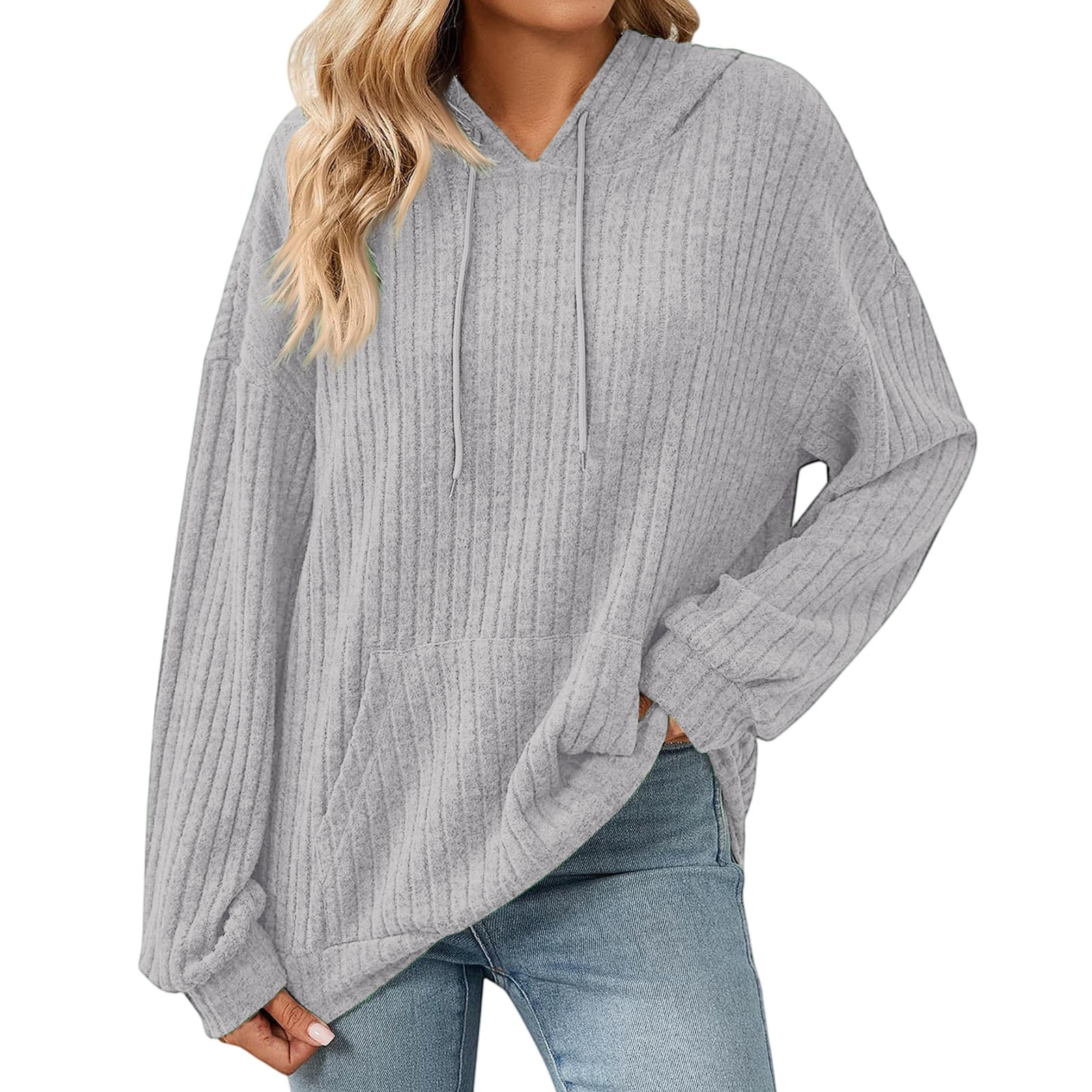 ASDFVBKG Women's Drawstring Long Sleeve Hoodies Pocket Front Casual ...