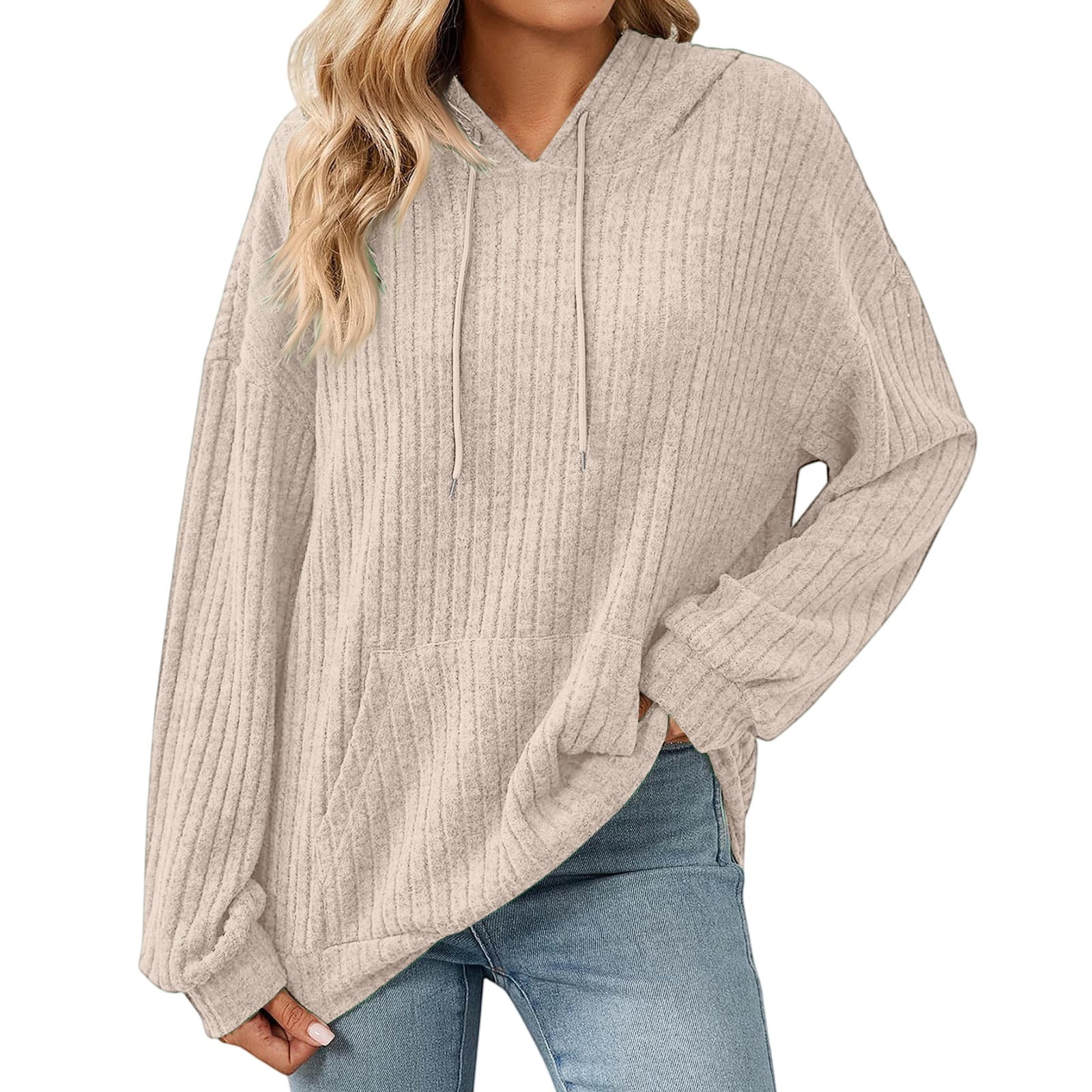ASDFVBKG Women's Drawstring Long Sleeve Hoodies with Pocket Lightweight ...