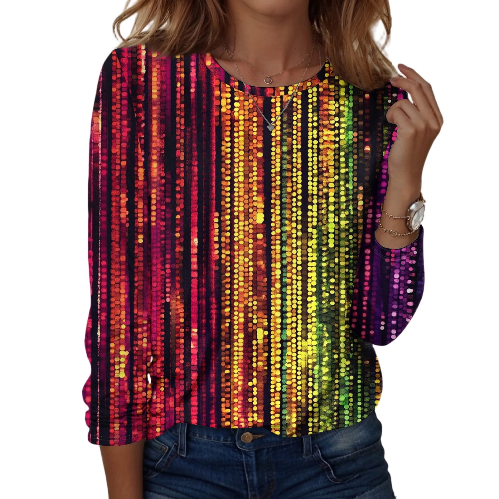 ASDFVBKG Women's Mardi Gras Shirts Long Sleeve Fat Tuesday Blouses ...