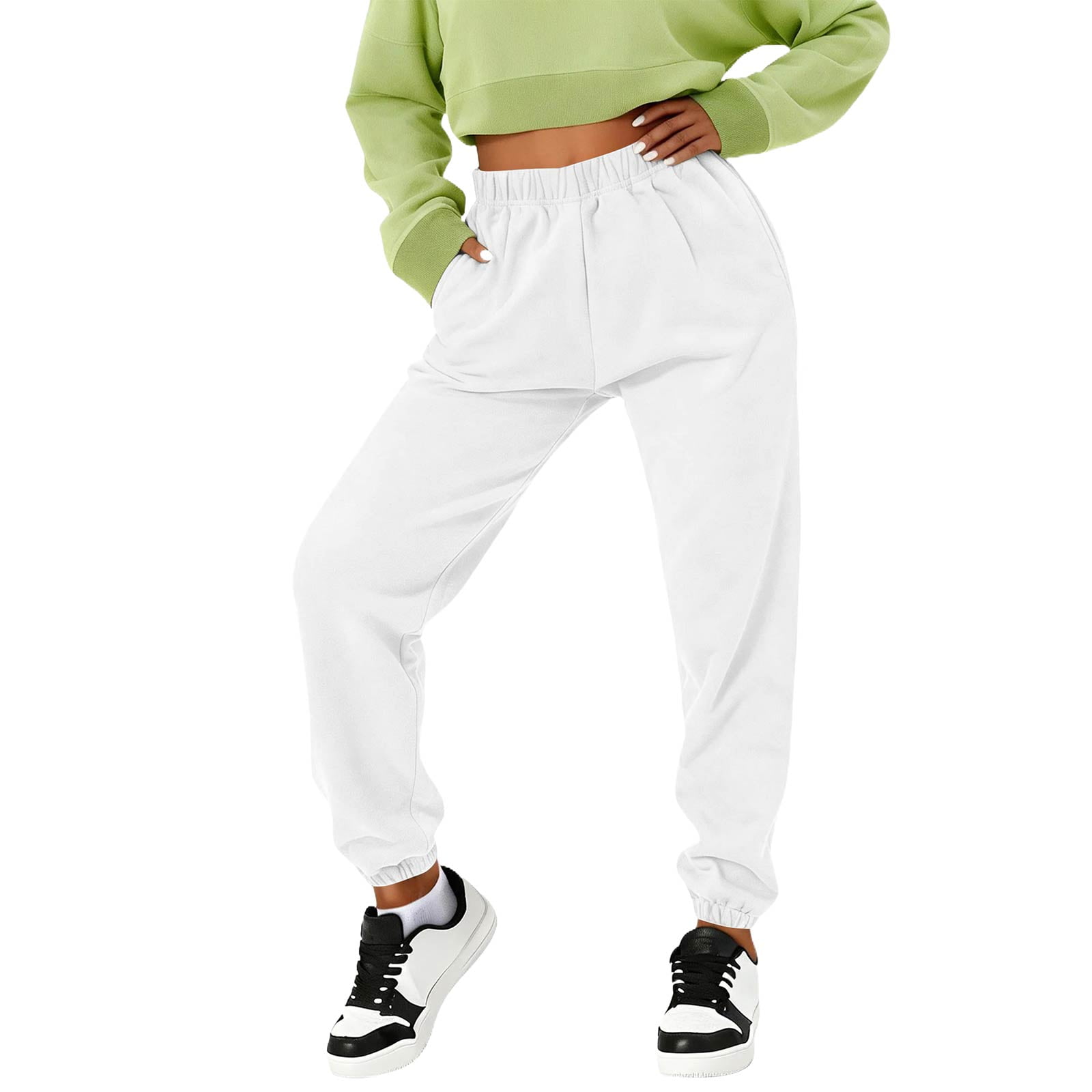 ASDFVBKG Women's Plus Jogger Sweatpants Comfy Workout Elastic Waist ...