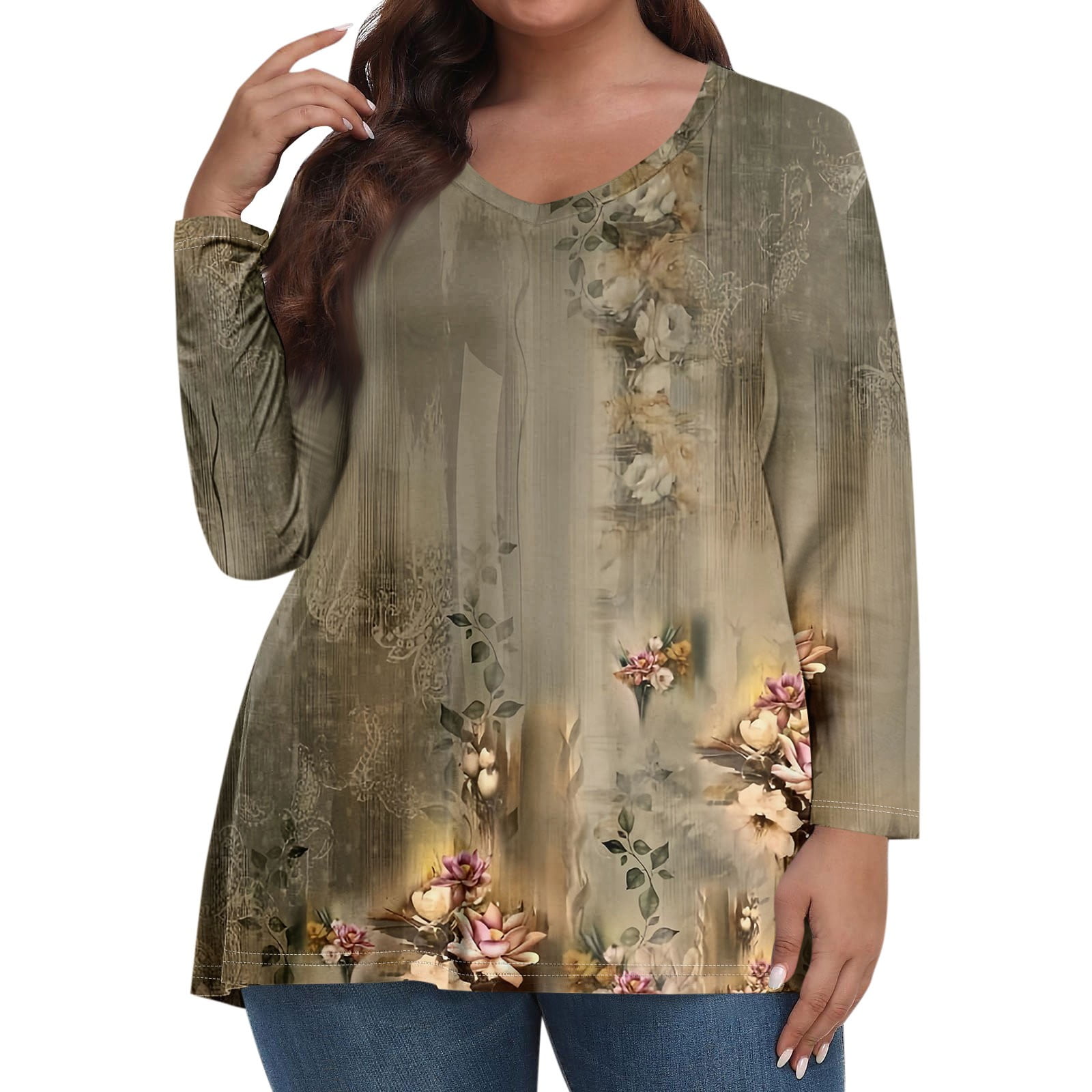 ASDFVBKG Women's Plus Size Tops Cute Sexy Plus Size Tops V Neck Women ...