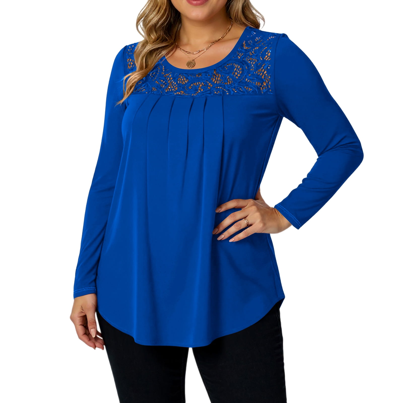 ASDFVBKG Women's Plus Size Tops Long Sleeve Tunics Comfort Shirts ...