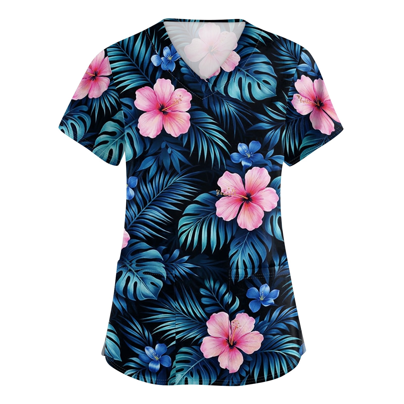 ASDFVBKG Women's Scrub Tops Short Sleeve V-Neck Shirts Fashion Casual ...