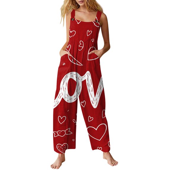 ASDFVBKG Women's Valentine's Day Jumpsuits Dressy One Piece Button ...