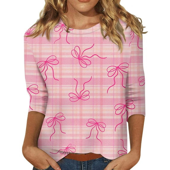 ASDFVBKG Womens 3/4 Sleeve Roud Neck Valentine T Shirts Love Heart ...