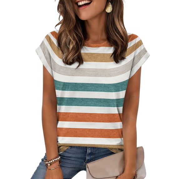 ASDFVBKG Womens Blouses Spring Tops Comfy Short Sleeve Crew Neck Blouse ...