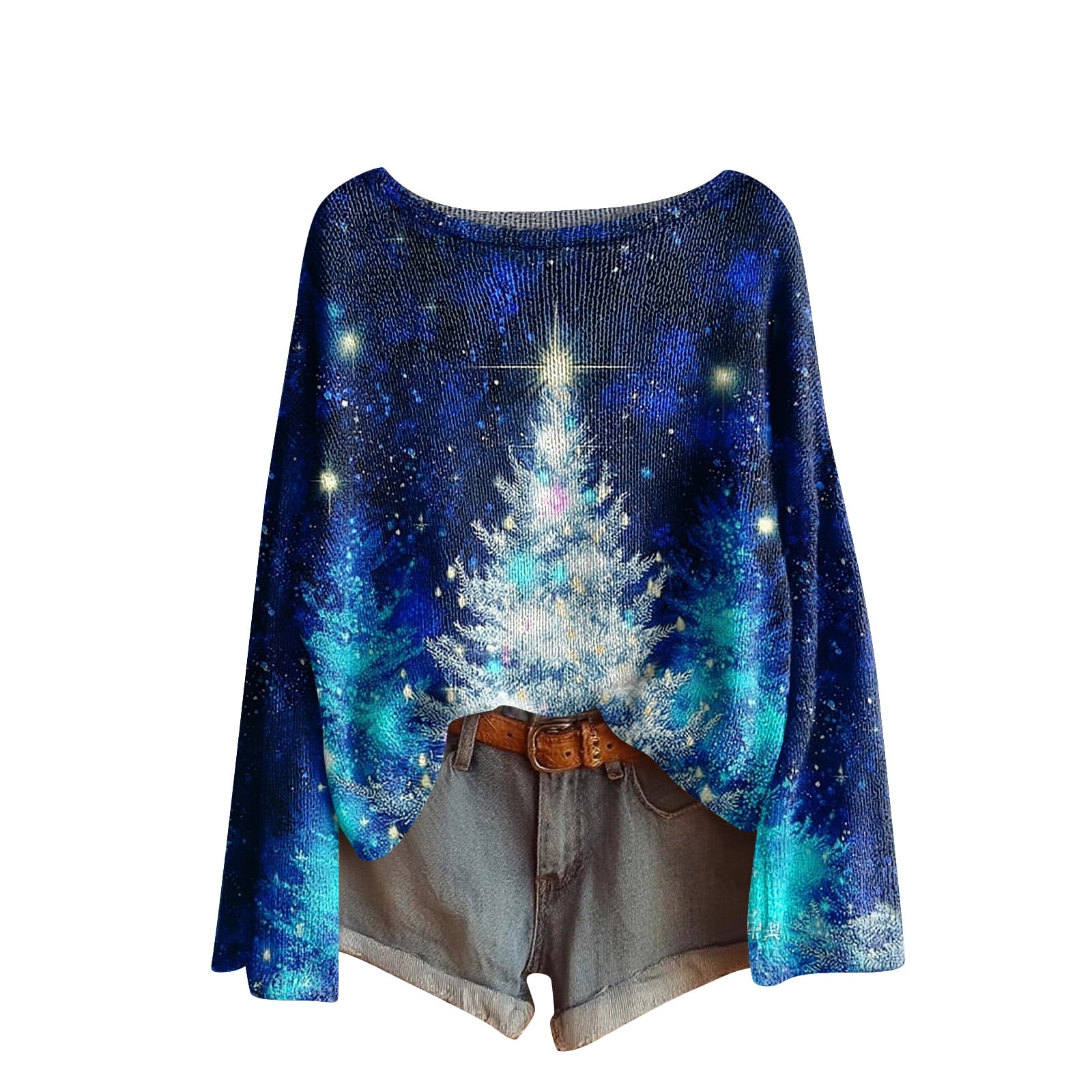 ASDFVBKG Womens Christmas Sweater 2025 Knitted Long Sleeve Snowflakes ...