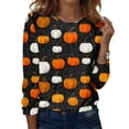 ASDFVBKG Womens Daily Fall Halloween Blouse, Long Sleeve Crew Neck ...