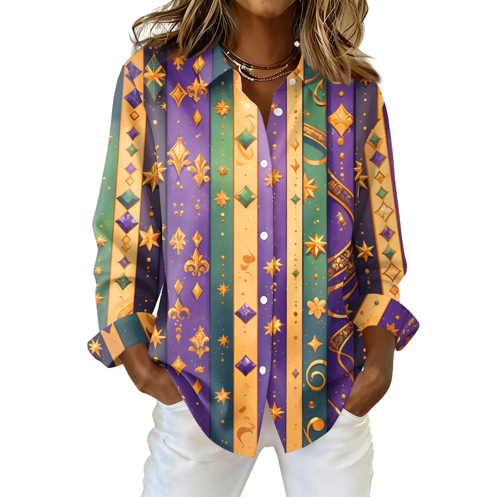 ASDFVBKG Womens Dress Shirts Long Sleeve Fat Tuesday Blouses Casual ...