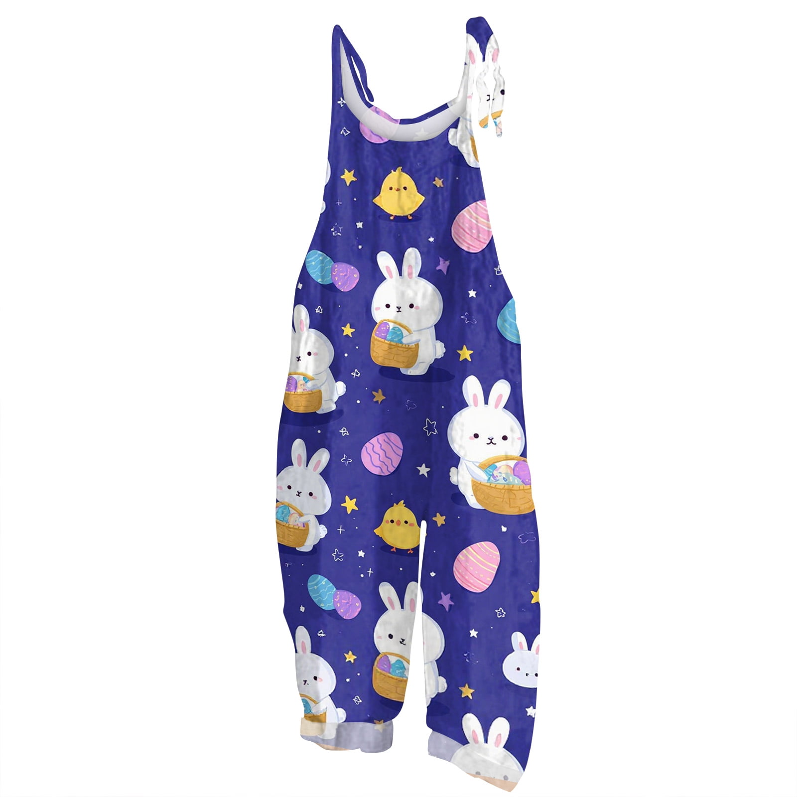 ASDFVBKG Womens Easter Jumpsuit Plus Size Cotton Ribbed Knit Wide Leg ...