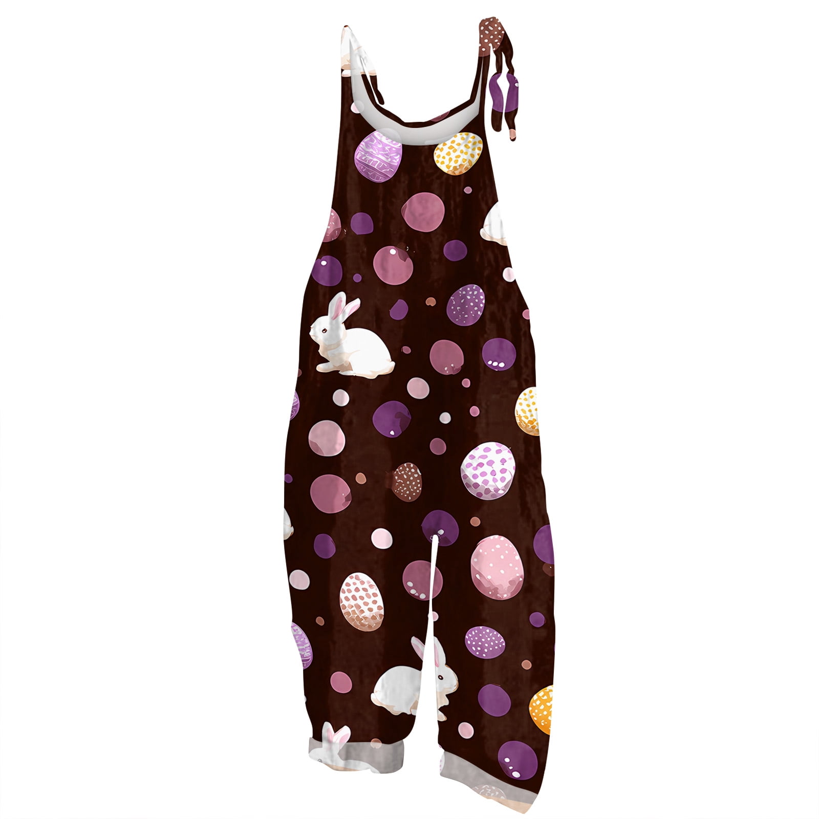 ASDFVBKG Womens Easter Jumpsuit Plus Size Cotton Ribbed Knit Wide Leg ...