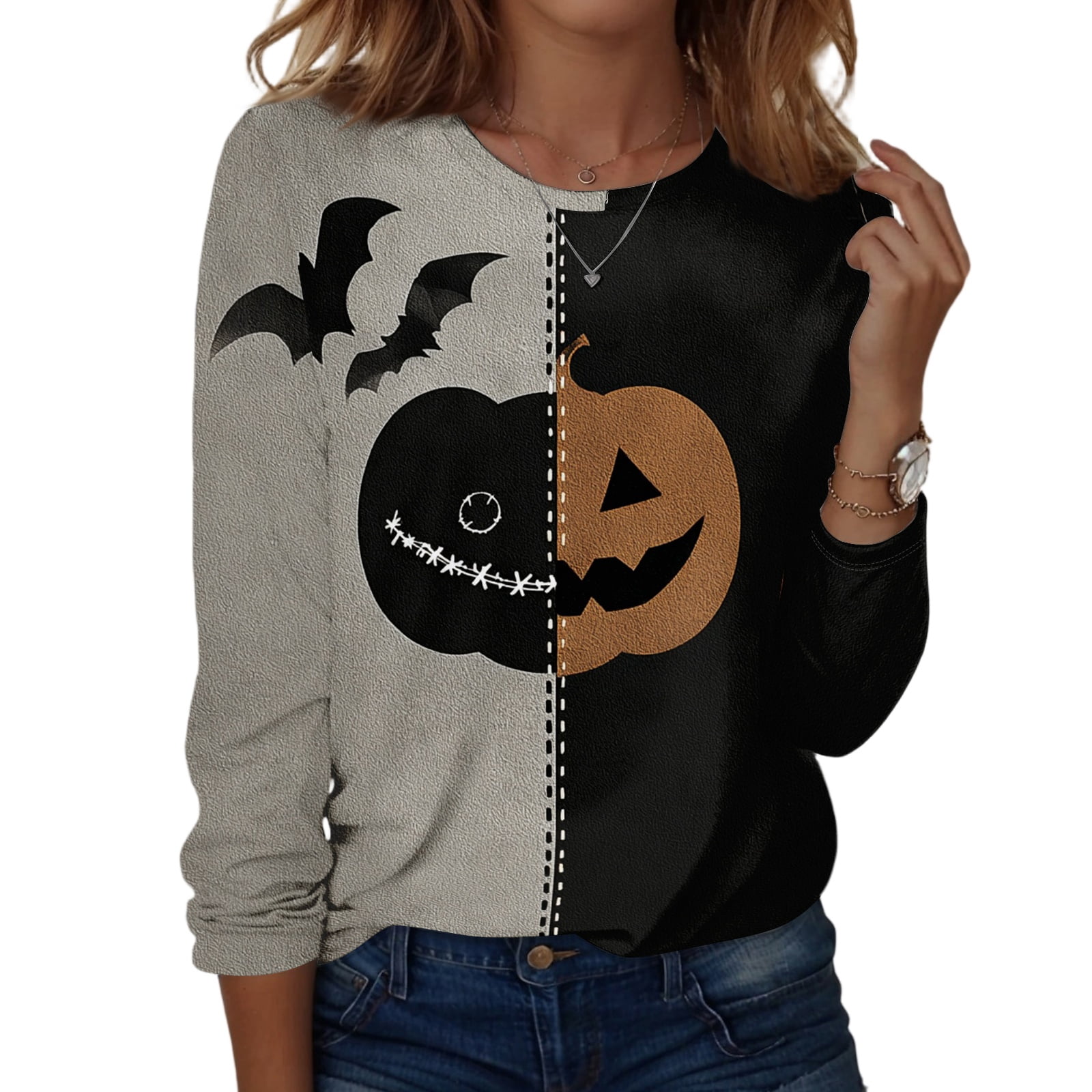 ASDFVBKG Womens Fall Thanksgiving Vacation Daily Halloween Shirts ...