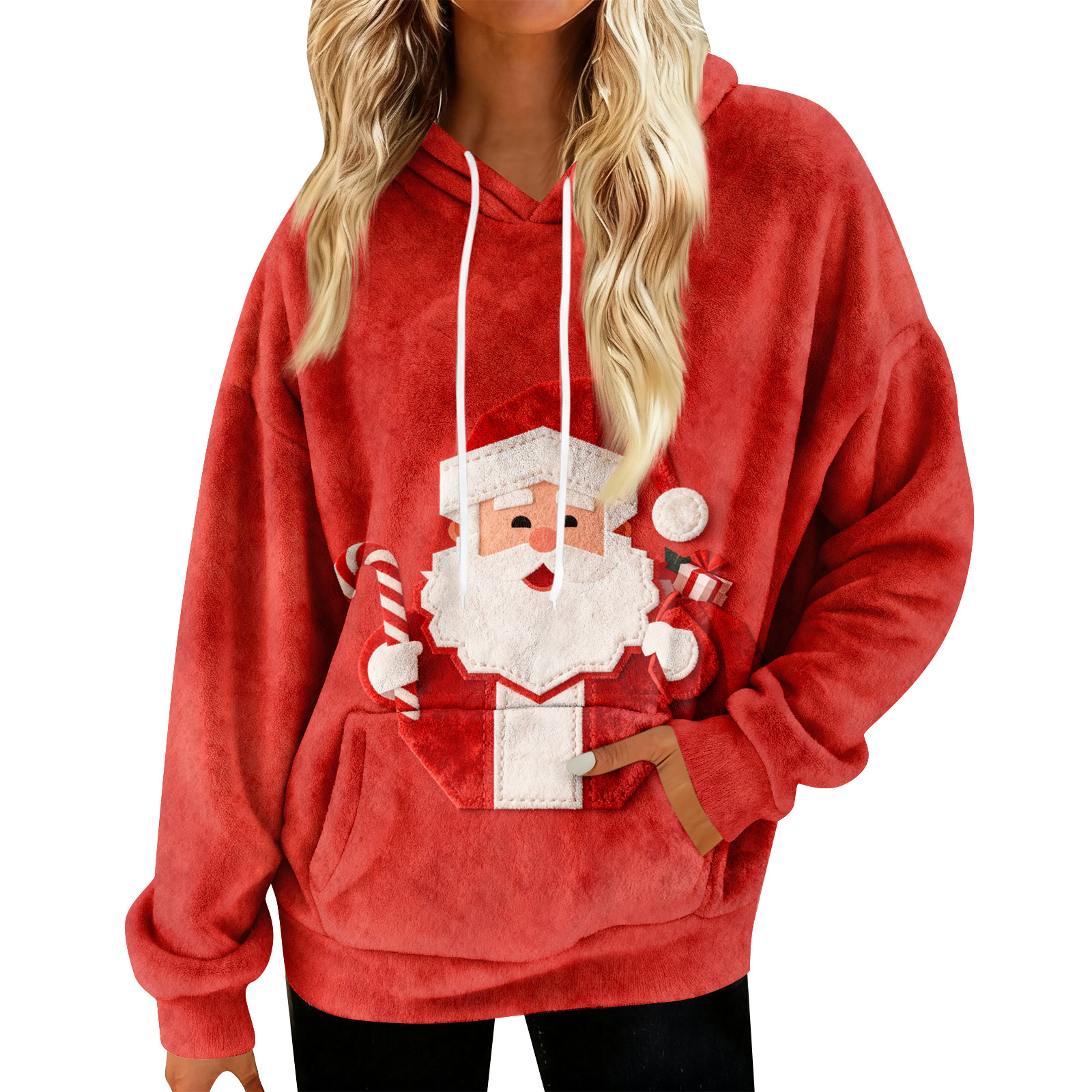 ASDFVBKG Womens Fuzzy Sherpa Hoodie Lightweight Flannel Oversized ...