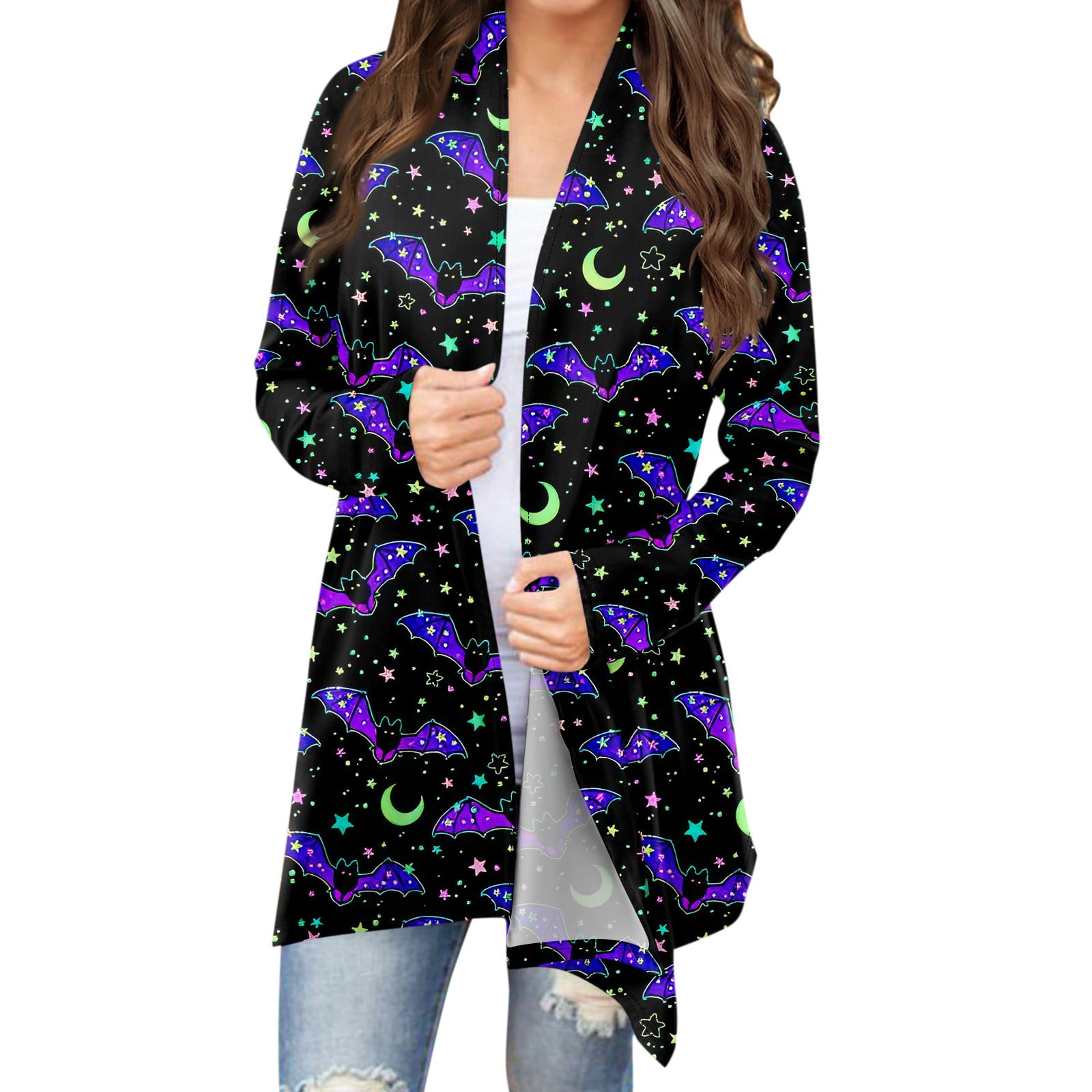ASDFVBKG Womens Halloween Cardigans Trendy Long Sleeve Open Front Ghost ...