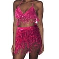 ASDFVBKG Womens Sequin Tassel Hip Scarf Fringe Skirt Belly Dance Skirt Halloween Party Festival ...