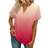 ASDFVBKG Womens Summer Tops Soft Short Sleeve V-Neck Shirts Trendy ...