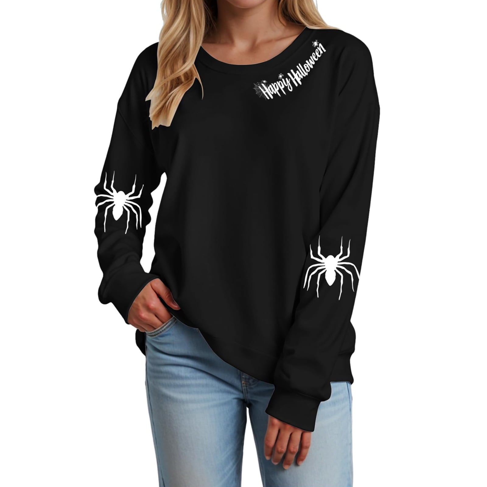ASDFVBKG Womens Sweatshirt Halloween Oversized Long Sleeve Cute ...