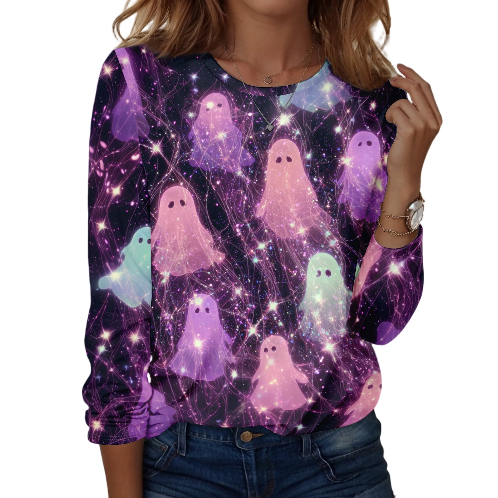 ASDFVBKG Womens Thanksgiving Daily Casual Oversized Halloween Shirts ...