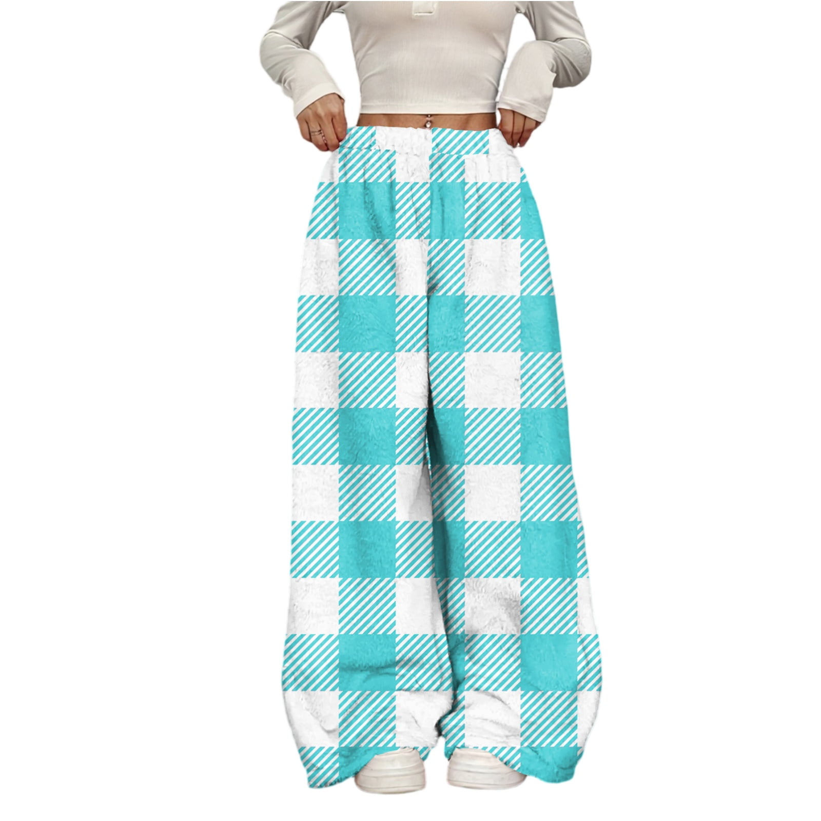 ASDFVBKG Womens Wide Leg Pants Baggy Elastic Waist Casual Pant Loose ...