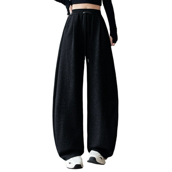 ASDFVBKG Womens Wide Leg Sweatpants Elastic High Waist Casual Drawstring Baggy Pants Workout ...
