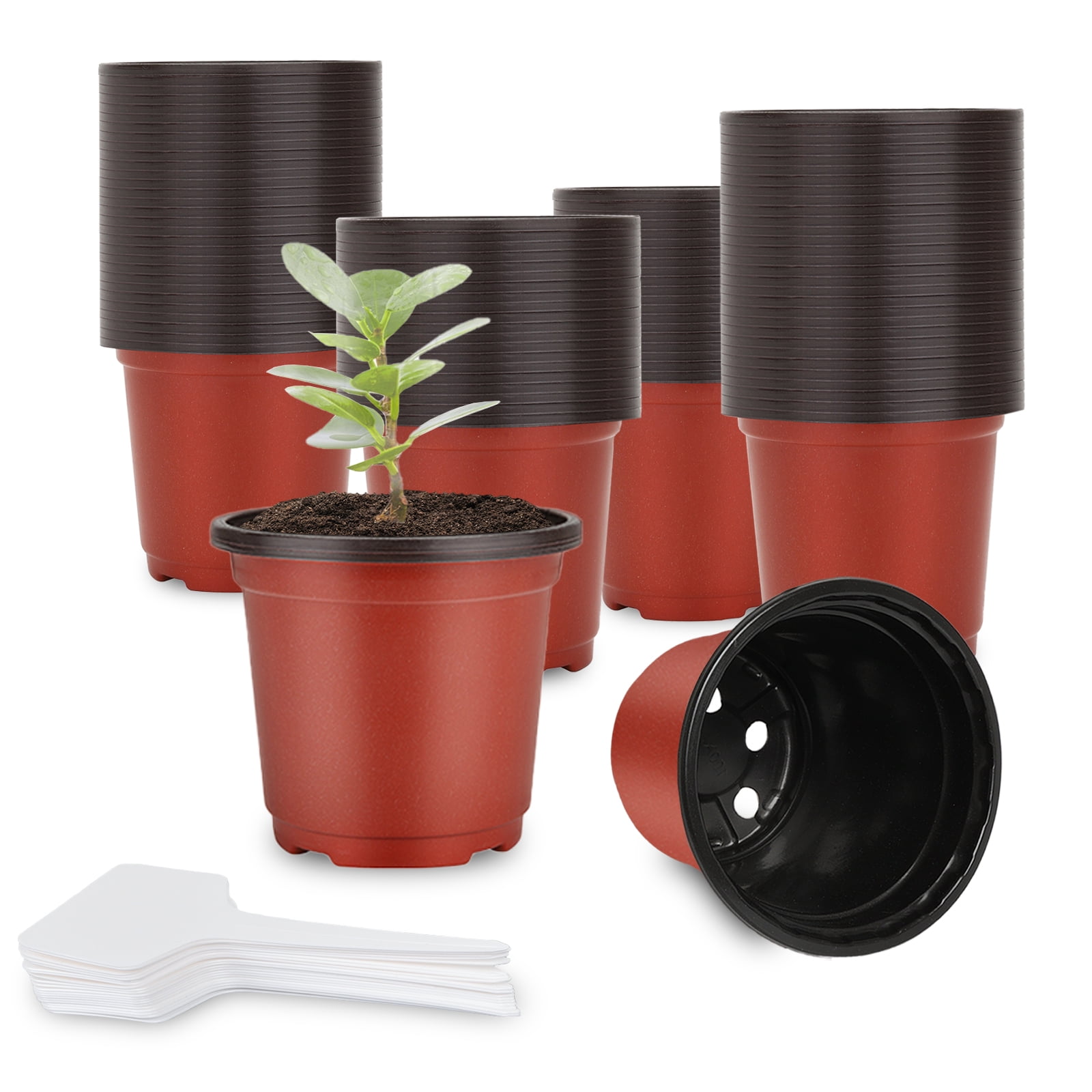 ASDIIT 100pcs Seedling Pots 4.7 Inch Plastic Pots for Plants Nursery ...