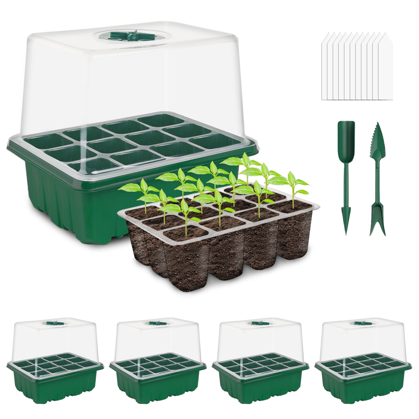 ASDIIT 5pcs 60 Cells Seed Starter Tray with Grow Light Indoor Seeds ...
