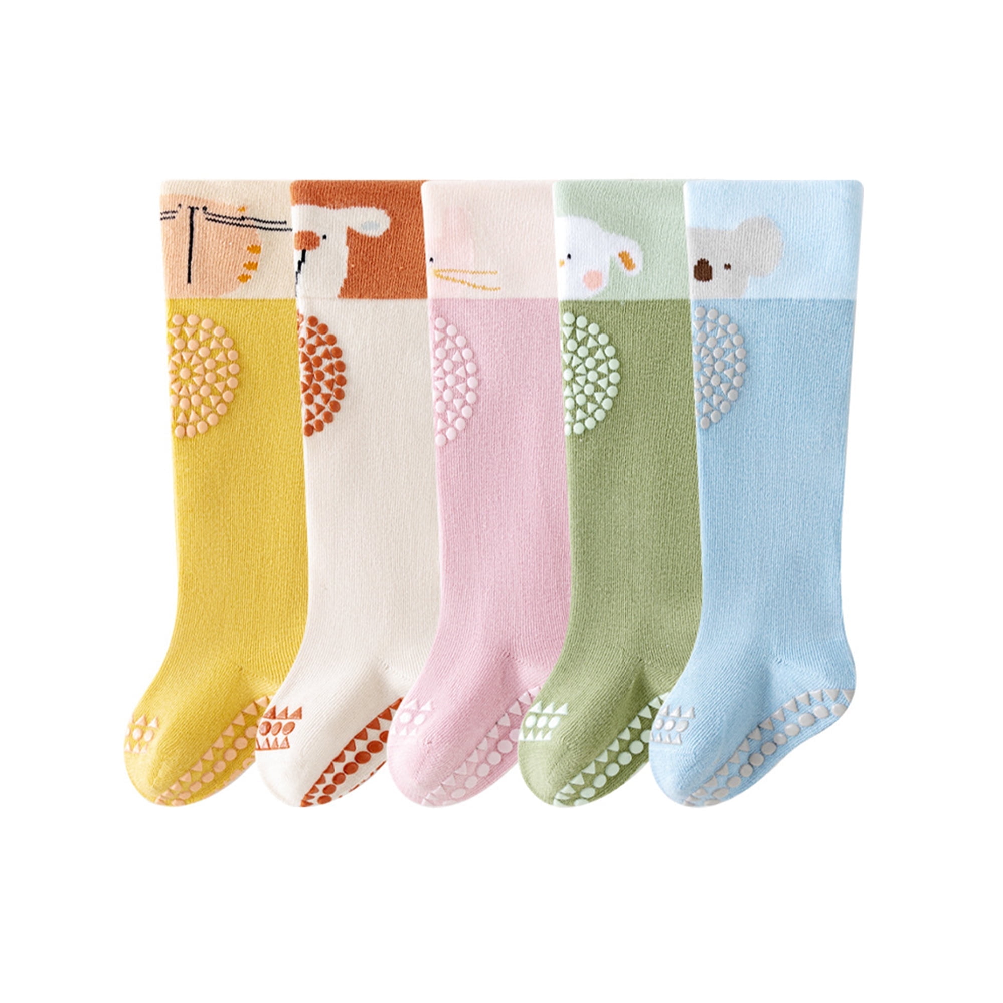 ASDIIT 5pcs Baby Knee High Socks Baby Indoor Non-Slip Toddler Floor ...