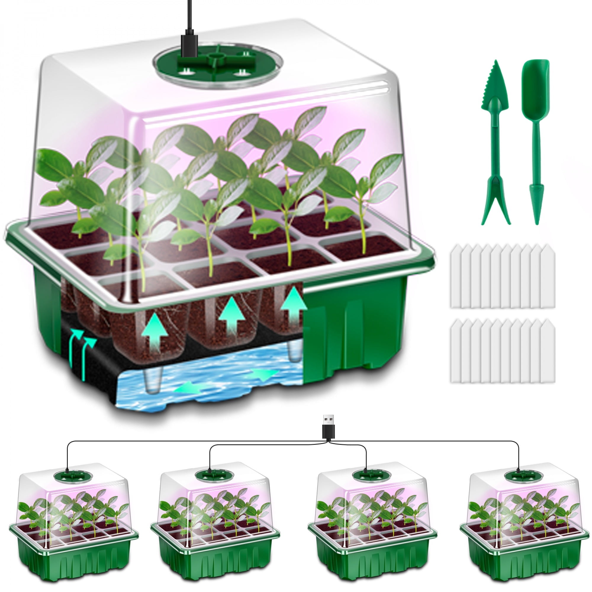 ASDIIT 72-Cell Greenhouse Seed Starter Kit with Absorbent Pads and ...