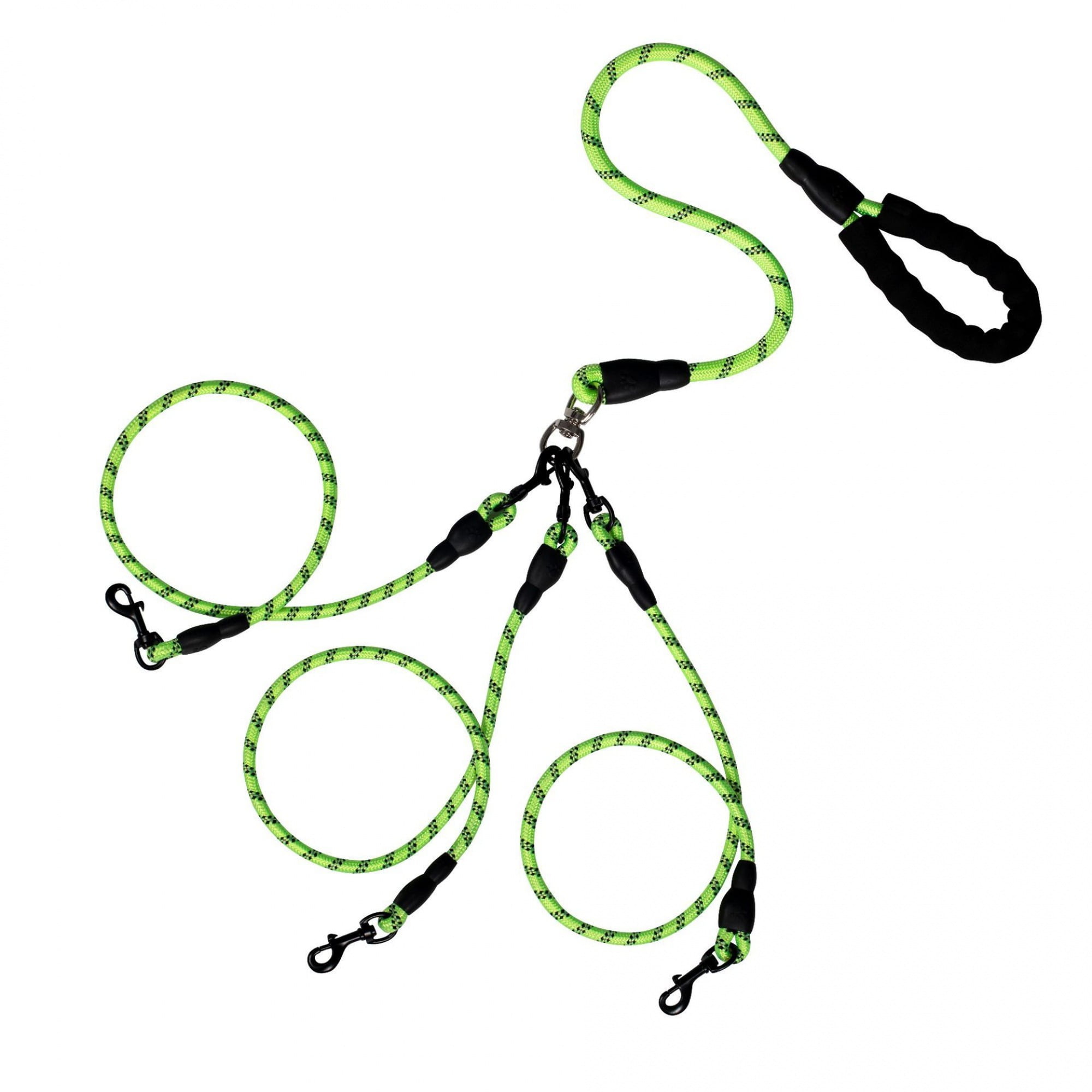 ASDIIT Multi-Head Dog Leads for Walking Anti-Tangle Green Nylon Round ...