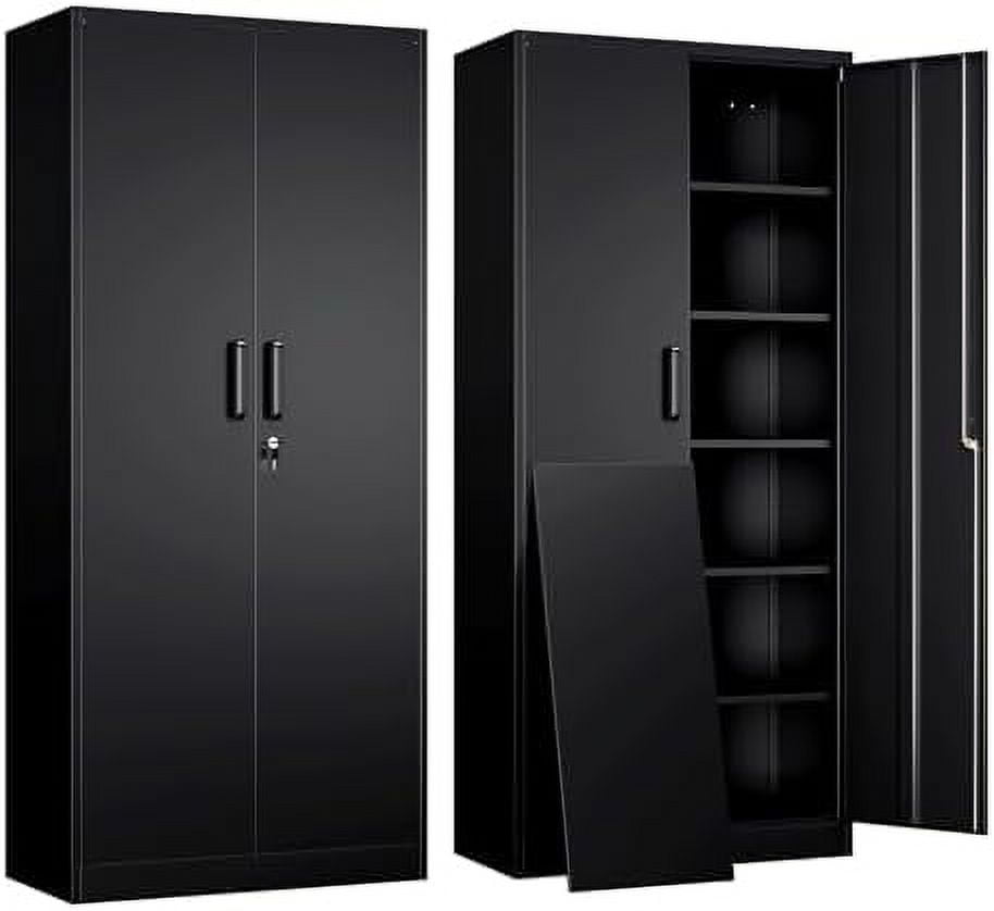 ASDRFYU Metal Locking Cabinet with 4 Doors and 2 Adjustable Shelves 71 ...