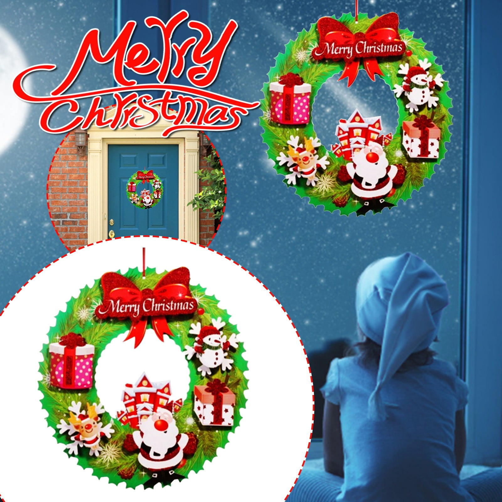 ASDYO Christmas Three-Dimensional Garland 3D Paper Garland Wall ...