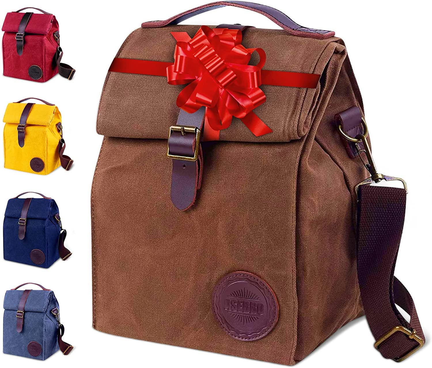 ASEBBO Insulated Lunch Bag - 10L Sturdy Waxed Canvas Lunch Box for Men ...