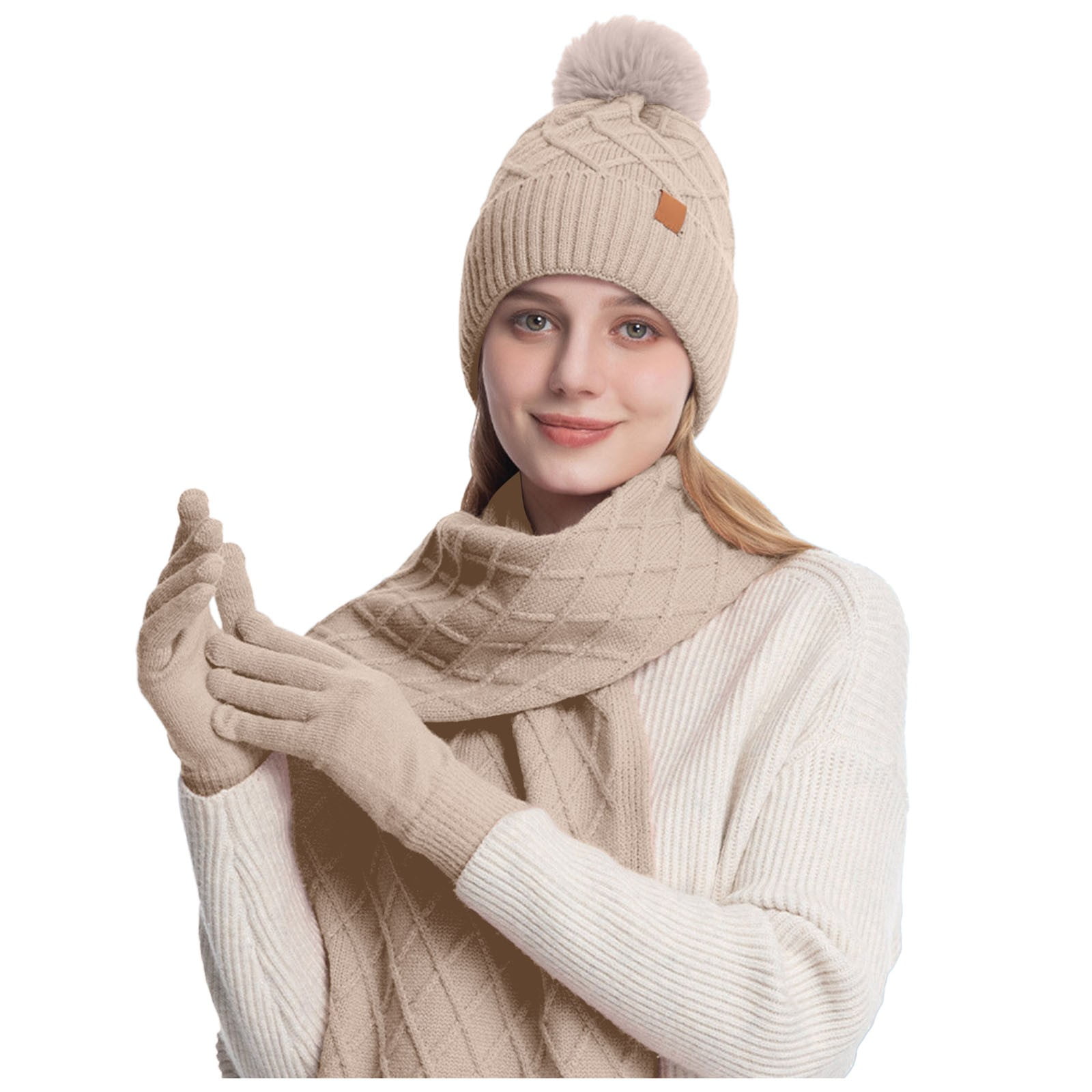 ASEIDFNSA 3 PCS Winter Hat Scarf Gloves Set Women and Men Autumn Winter ...