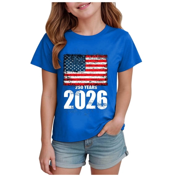 ASEIDFNSA Boys Girls Short Sleeve Tee with USA Graphic and Crew Neck ...