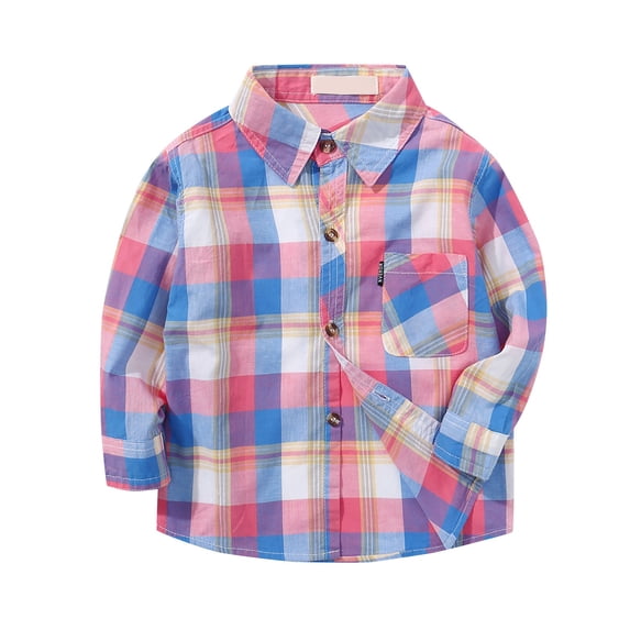ASEIDFNSA Boys Long Sleeve Checkered T Shirt Cotton Collared Button ...